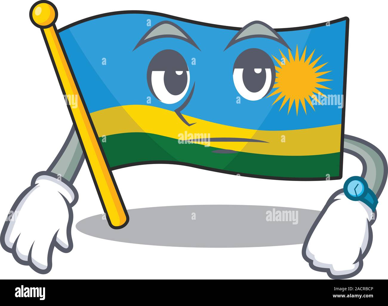 Waiting flag rwanda on cartoon character mascot design Stock Vector ...