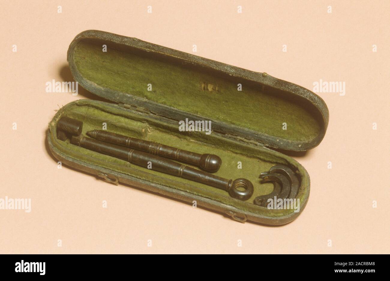 Unusual steel tooth key with three claws in a fish skin case. Tooth ...