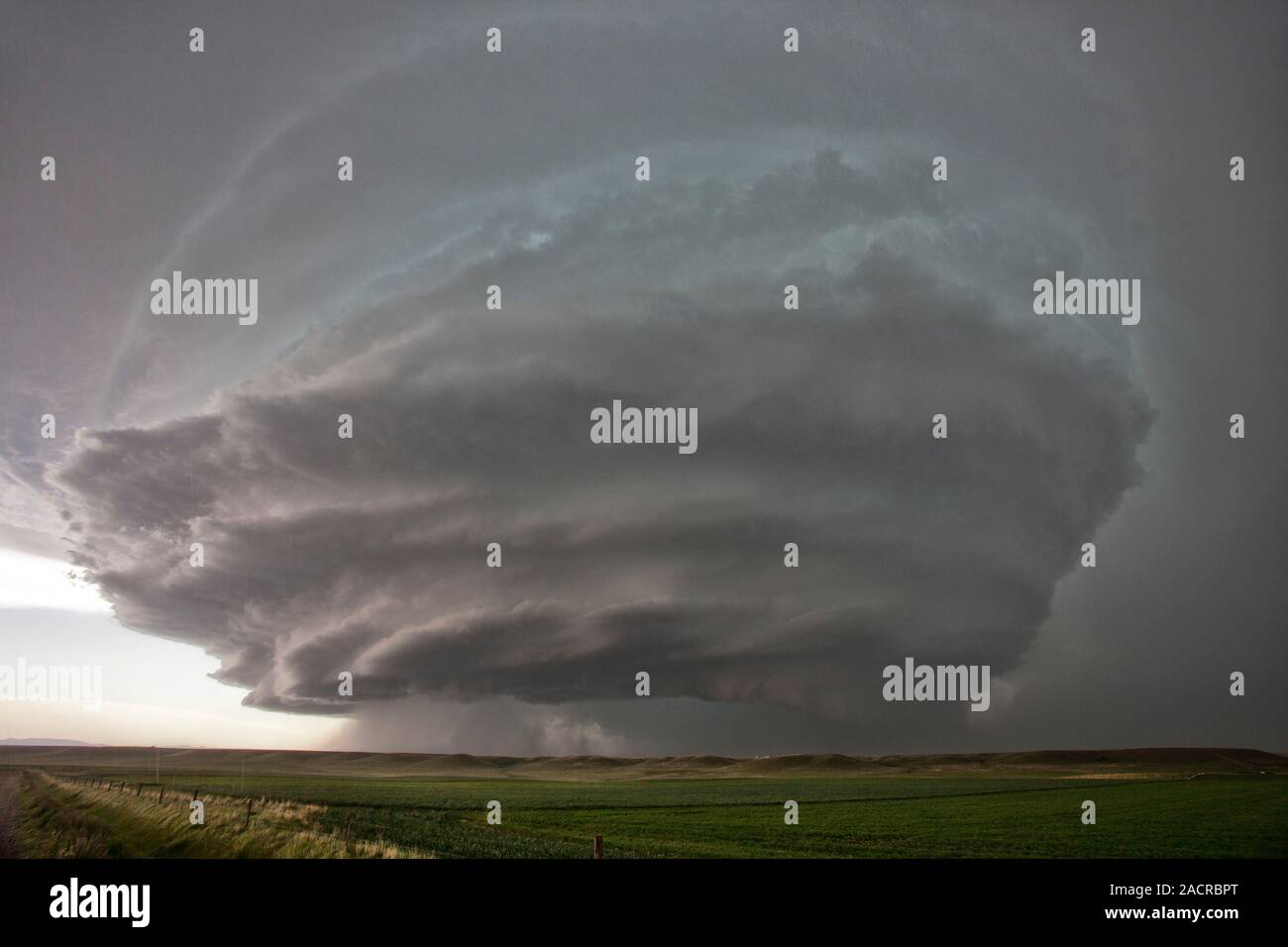 Supercell thunderstorm and tornado over Judith Basin, Montana, USA. A ...