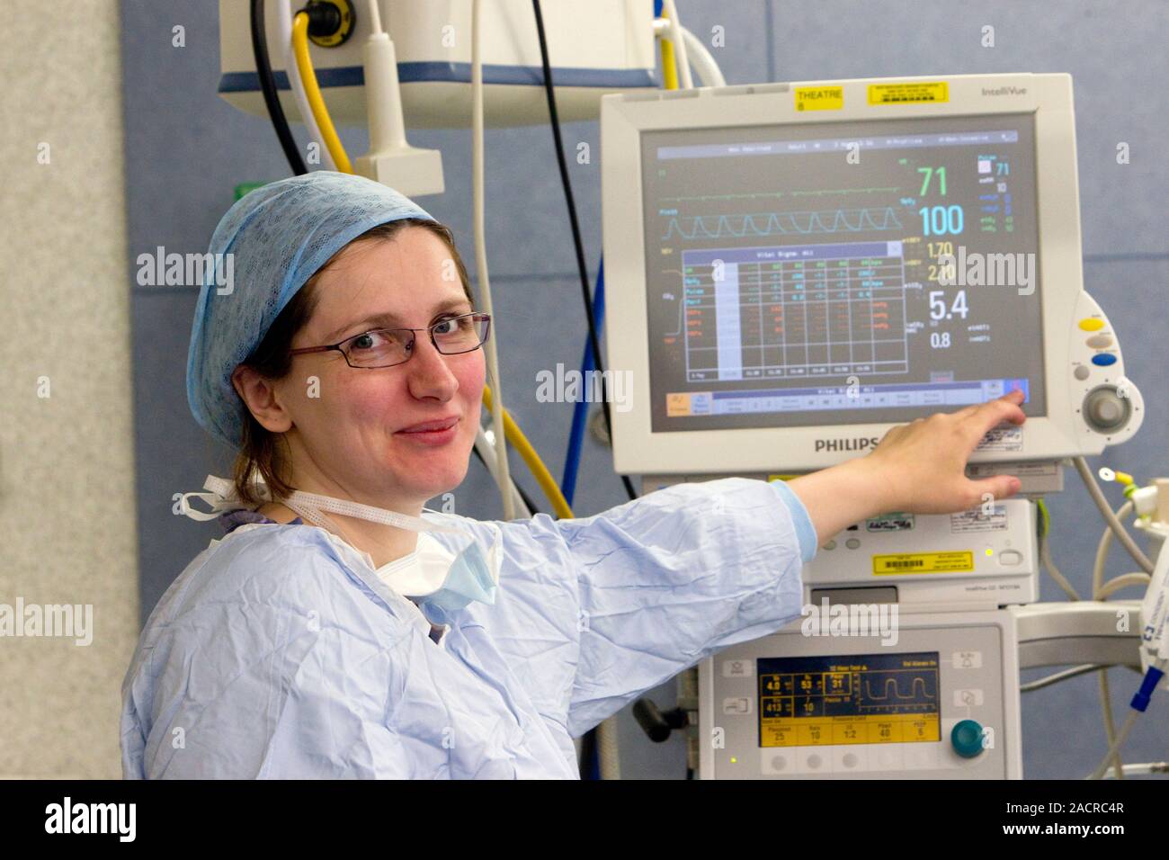 Vital signs monitor being used during surgery Stock Photo - Alamy