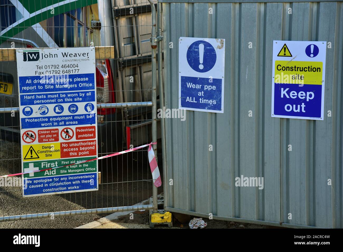 Building contractors safety signs Stock Photo - Alamy