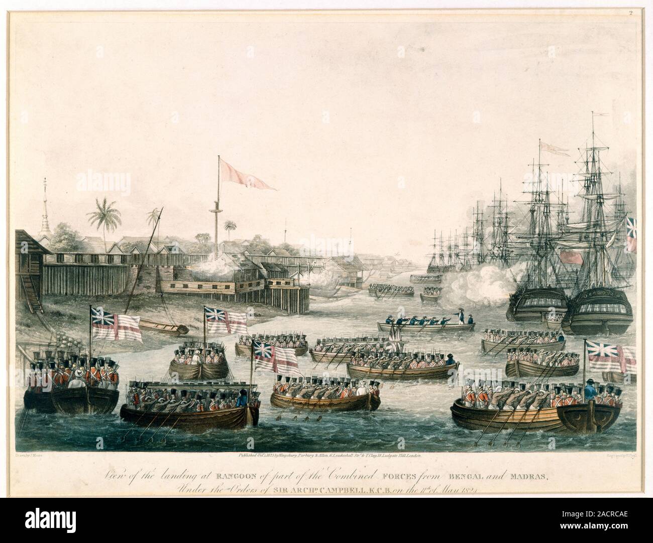 The Landing at Rangoon of the forces from Bengal and Madras under the ...