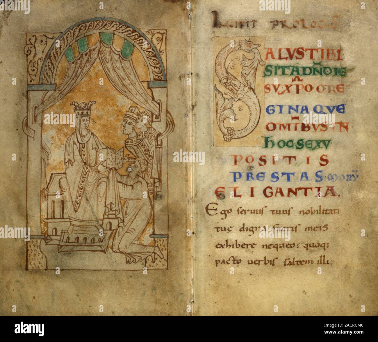 Encomium of Queen Emma, wife of Ethelred II and Cnut, receives the book ...