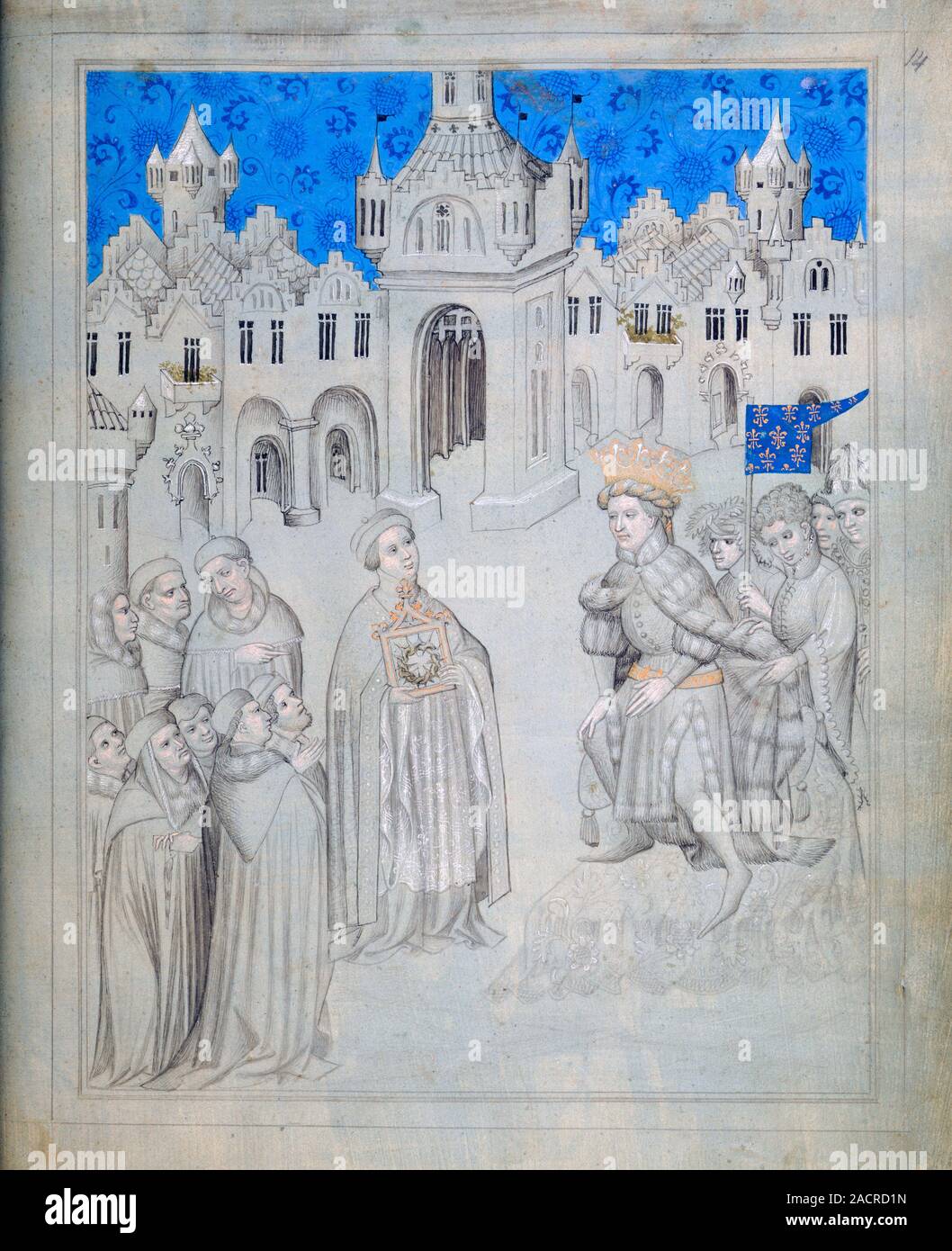 Louis IX and the Crown of Thorns, Whole folio Clergymen bring the Crown ...