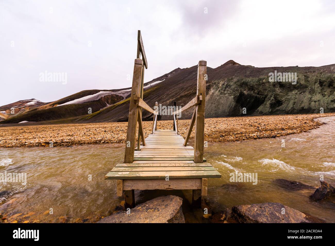 wooden bridge in Landmannalaugar, Iceland Stock Photo - Alamy