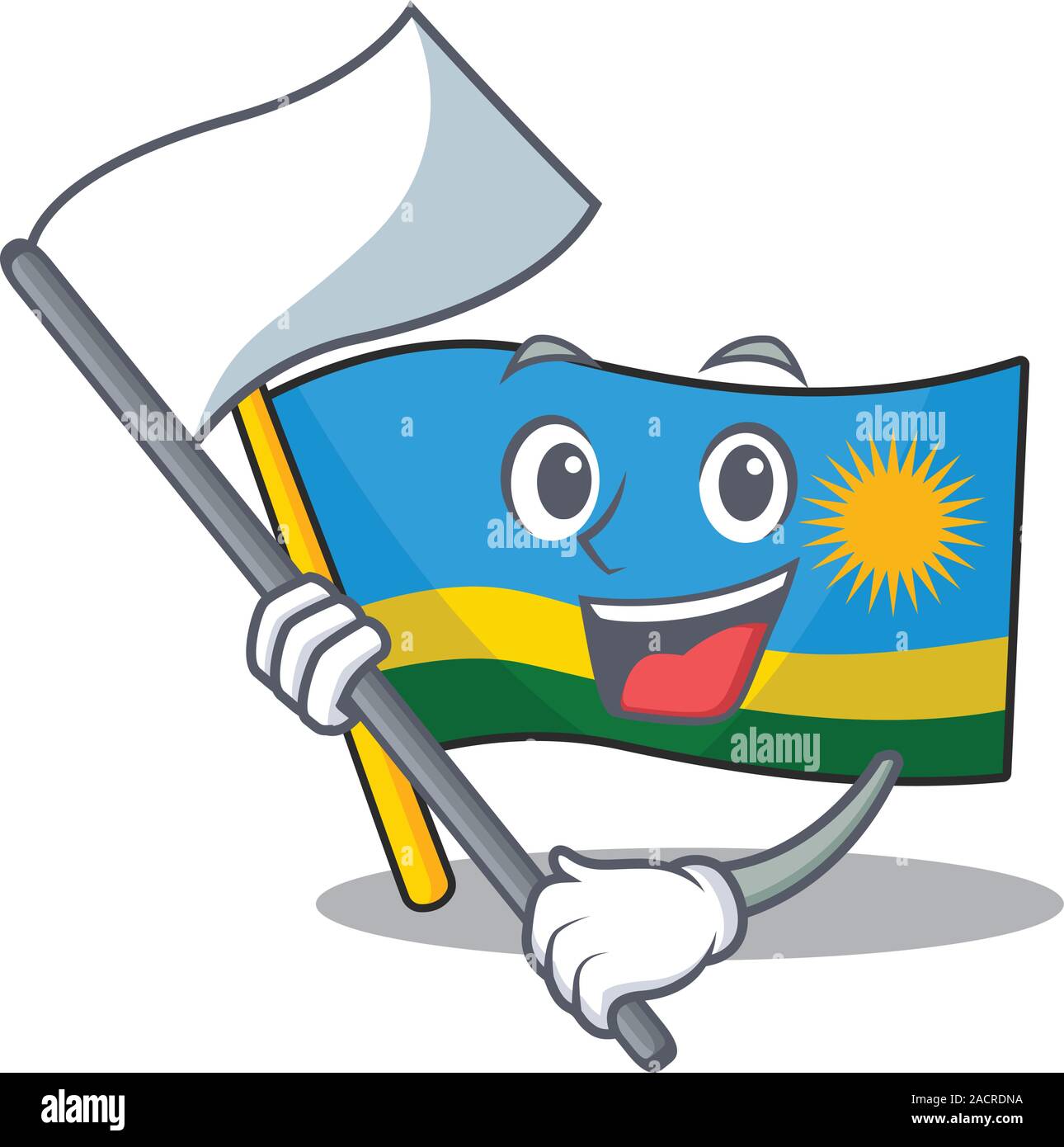 cute flag standing with flag rwanda cartoon character style Stock ...