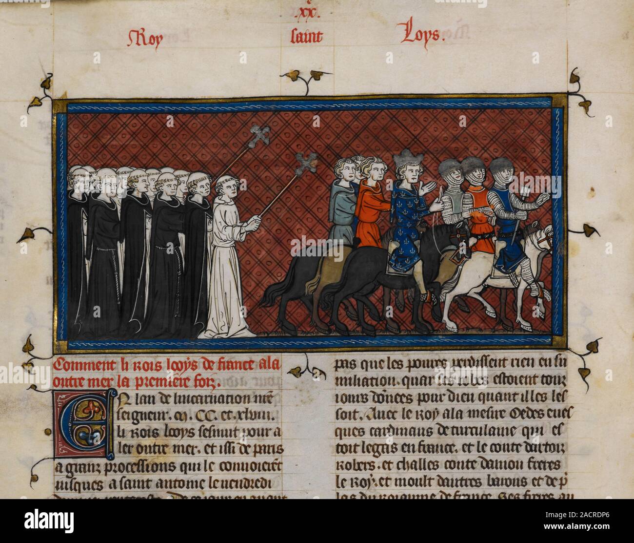 Louis IX goes on a crusade, (Miniature) King Louis IX of France sets ...
