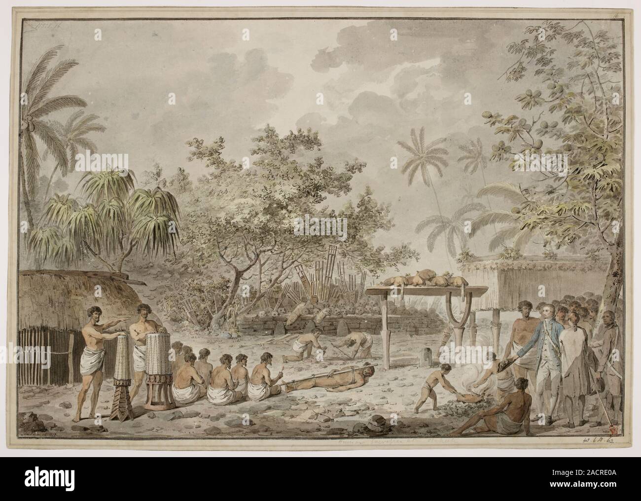 A human sacrifice at Tahiti, Whole drawing Human sacrifice at the great ...
