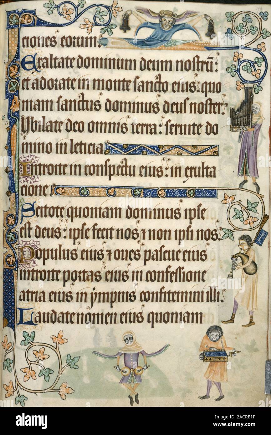 Psalm 99; Musicians, Whole folio The end of Psalm 98; Psalm 99 ...