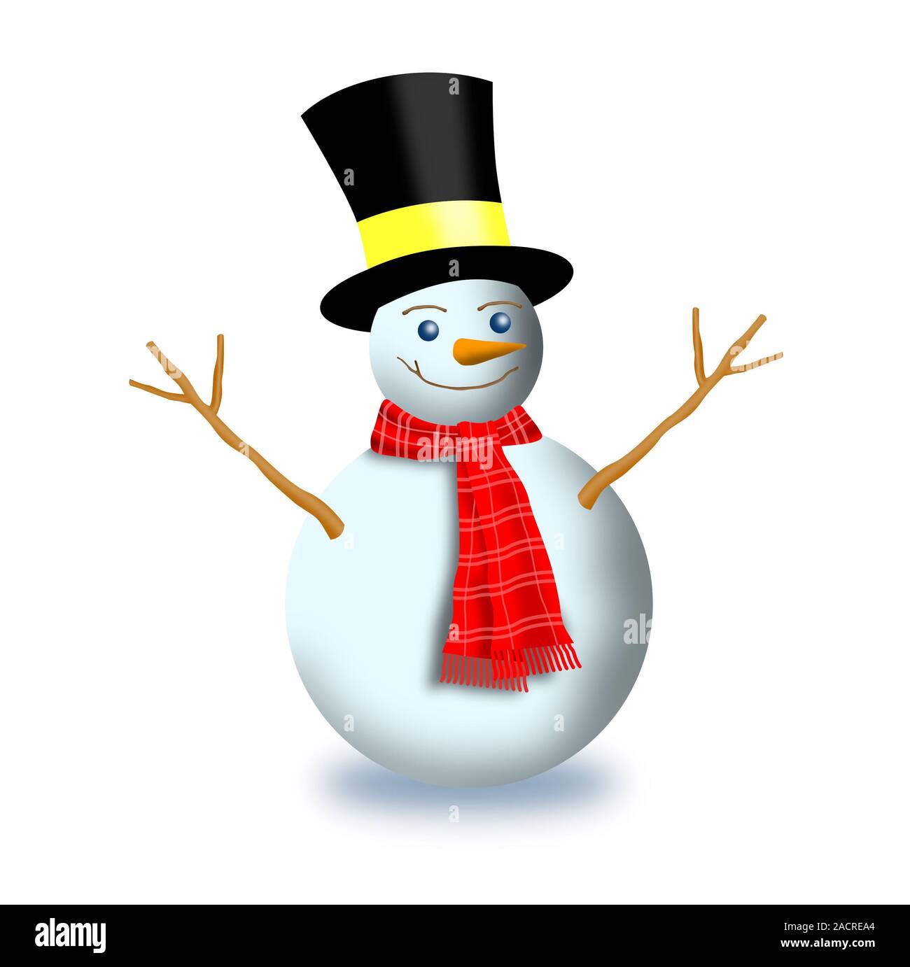 Snowman with Scarf and Top Hat Stock Photo - Alamy