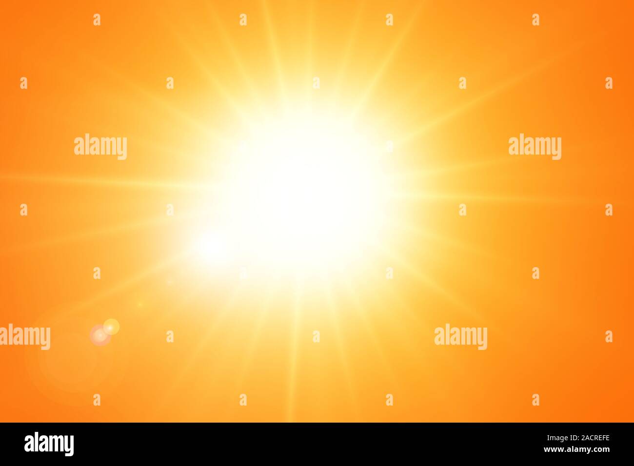 Orange sun with glare spots Stock Photo - Alamy