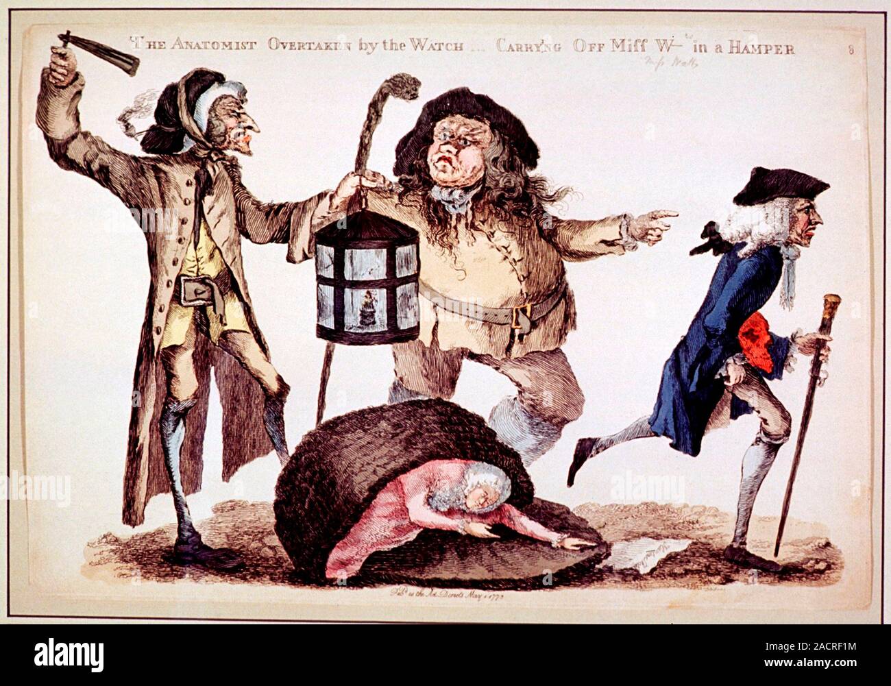William Hunter and body snatching. 18th-century caricature showing the ...