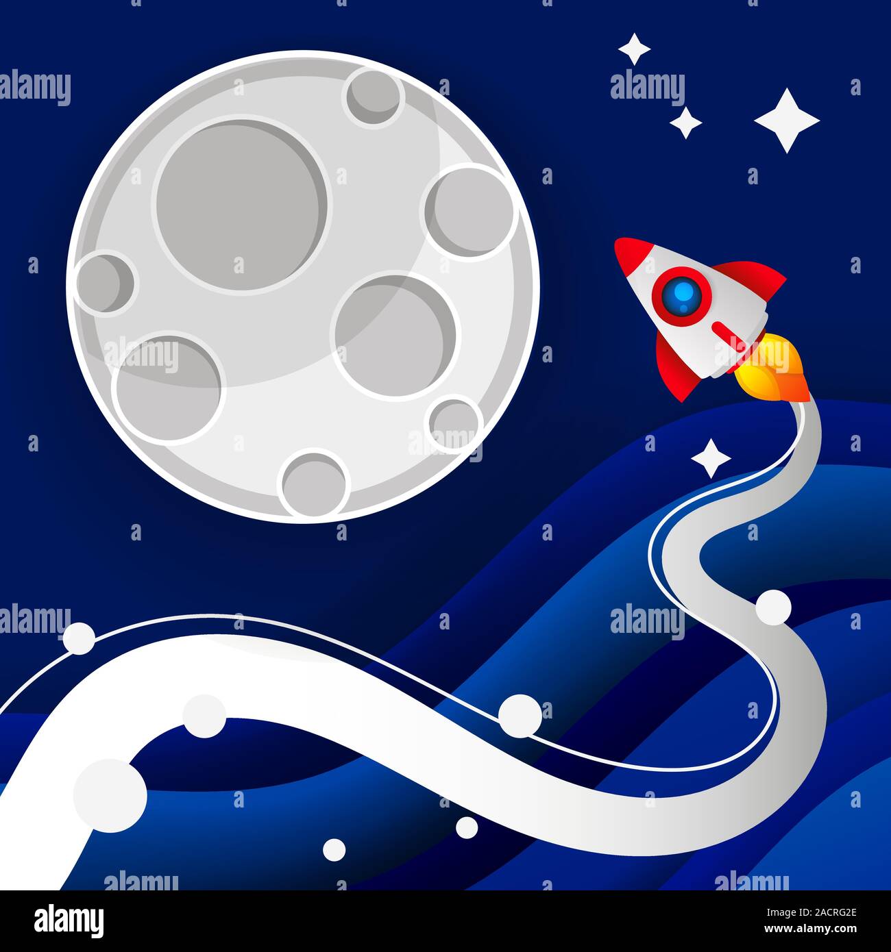 Moon landing outer space illustration for your web design Stock Vector ...
