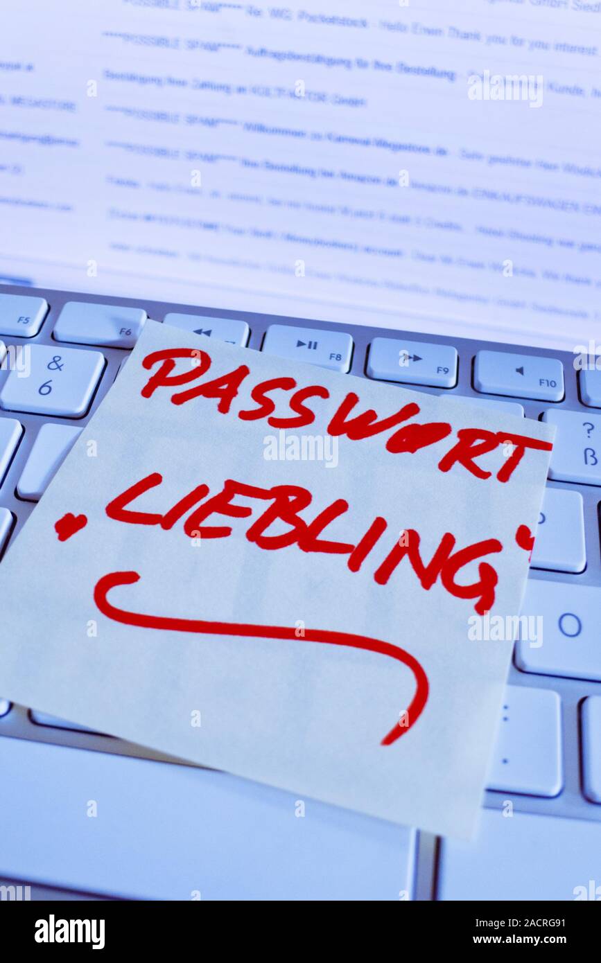 Note on Computer: Password Favourite Stock Photo - Alamy