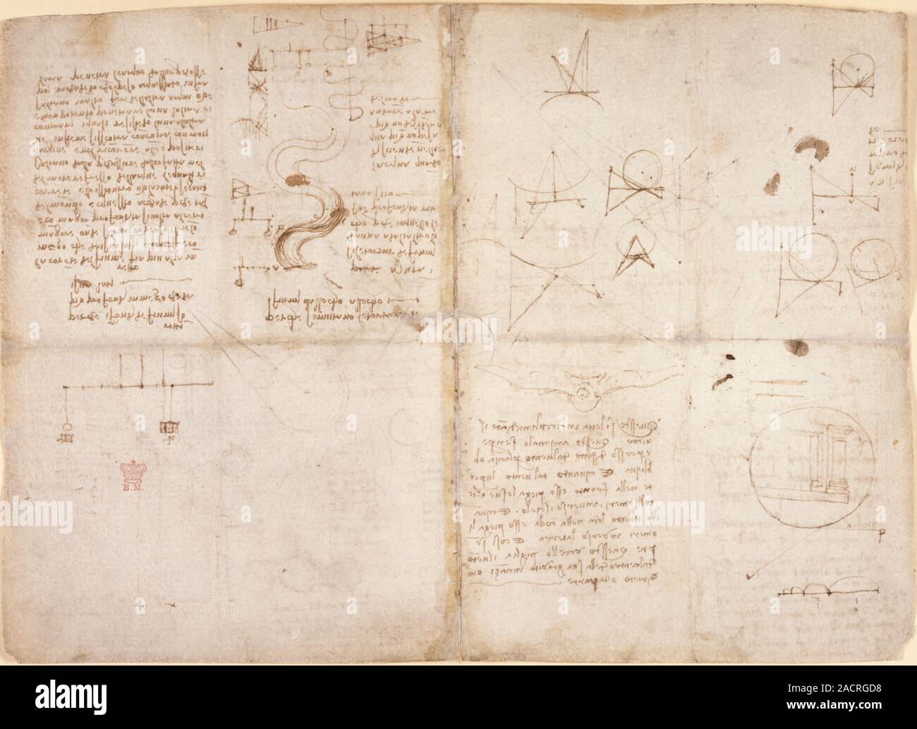 Leonardo da Vinci's notes, (Whole folios) Notes and diagrams by ...
