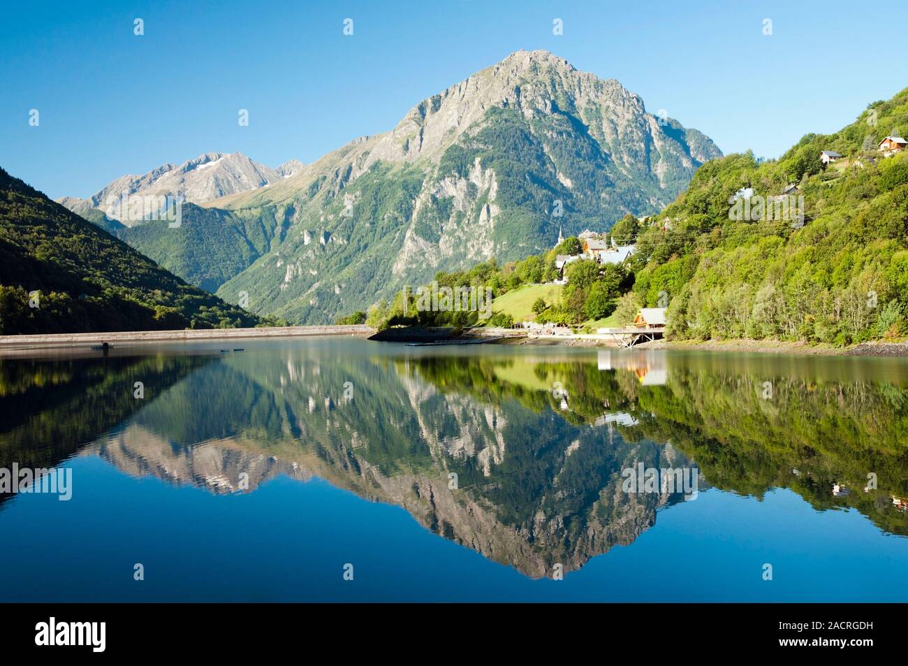 Verney lake and dam near Allemont town, Isere (38), Auvergne-Rhone ...