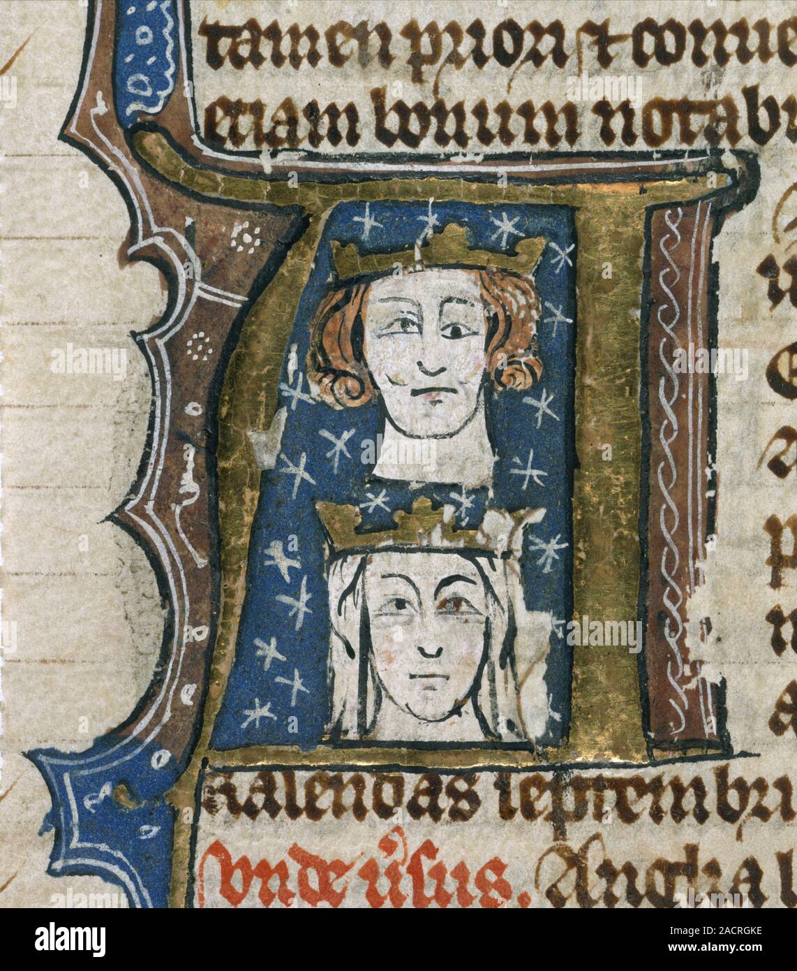 Edward I and Queen Eleanor, Detail Initial 'A', King Edward I and Queen ...
