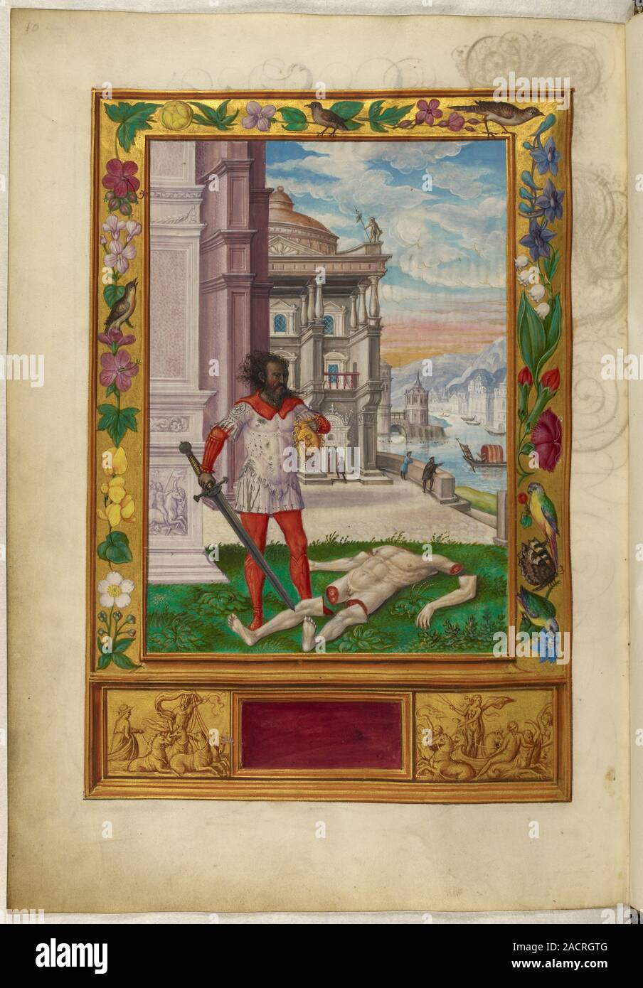 Man with decapitated corpse, (Whole folio) Illustration of the Sixth ...