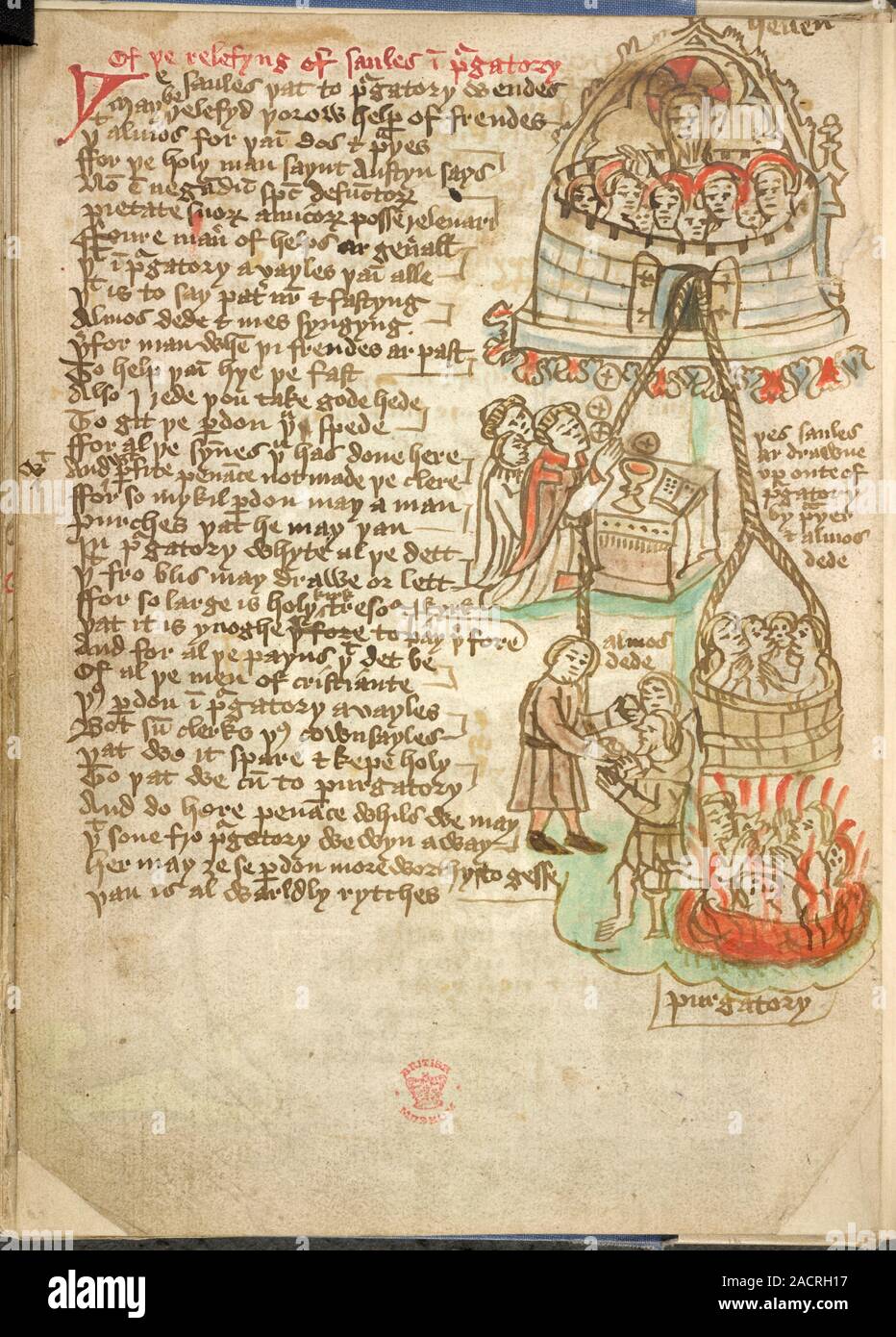 Verses relating to Purgatory, (Whole folio) Verses relating to souls in ...