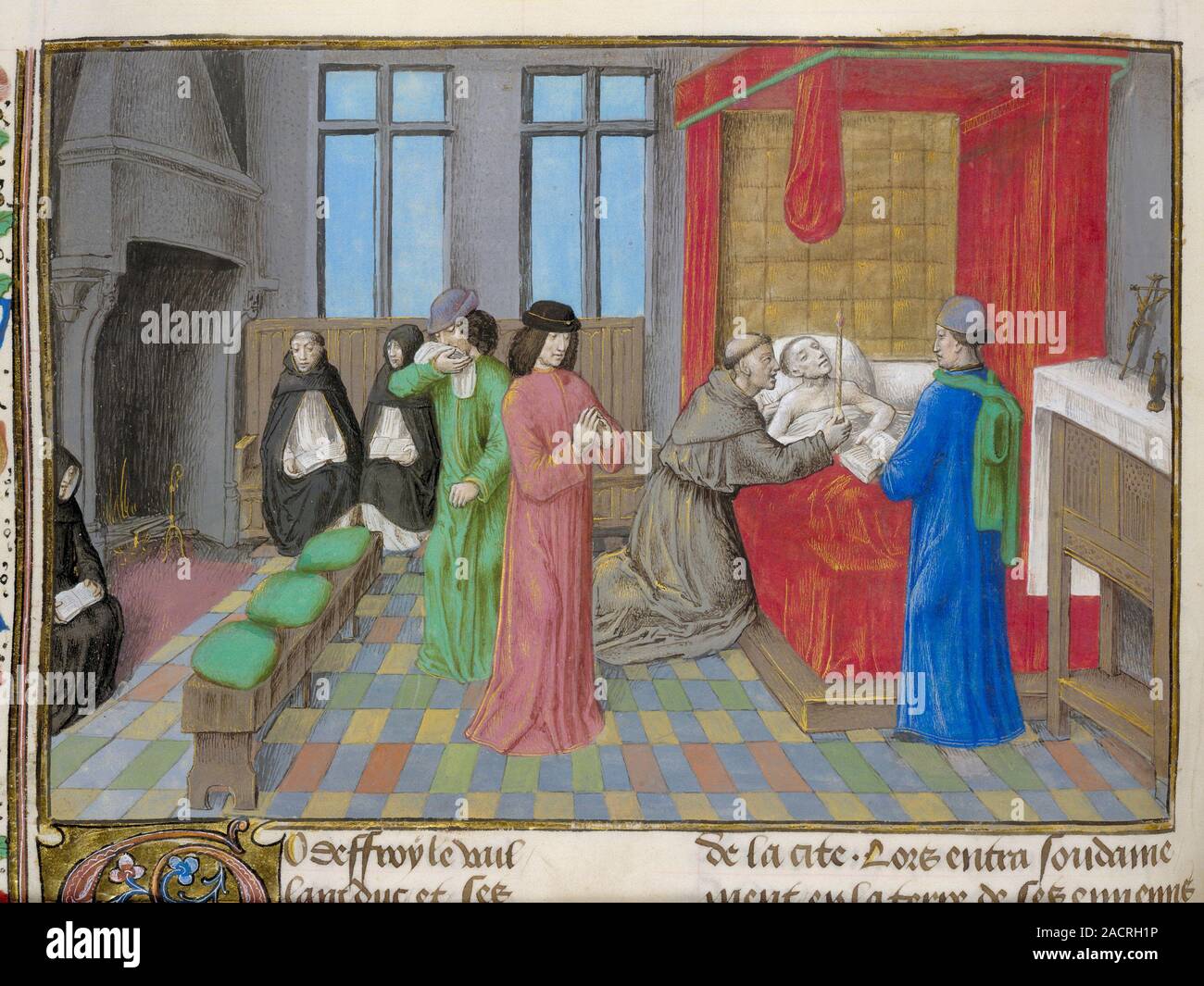Death of Godfrey of Bouillon, (Miniature only) Death-bed of Duke ...