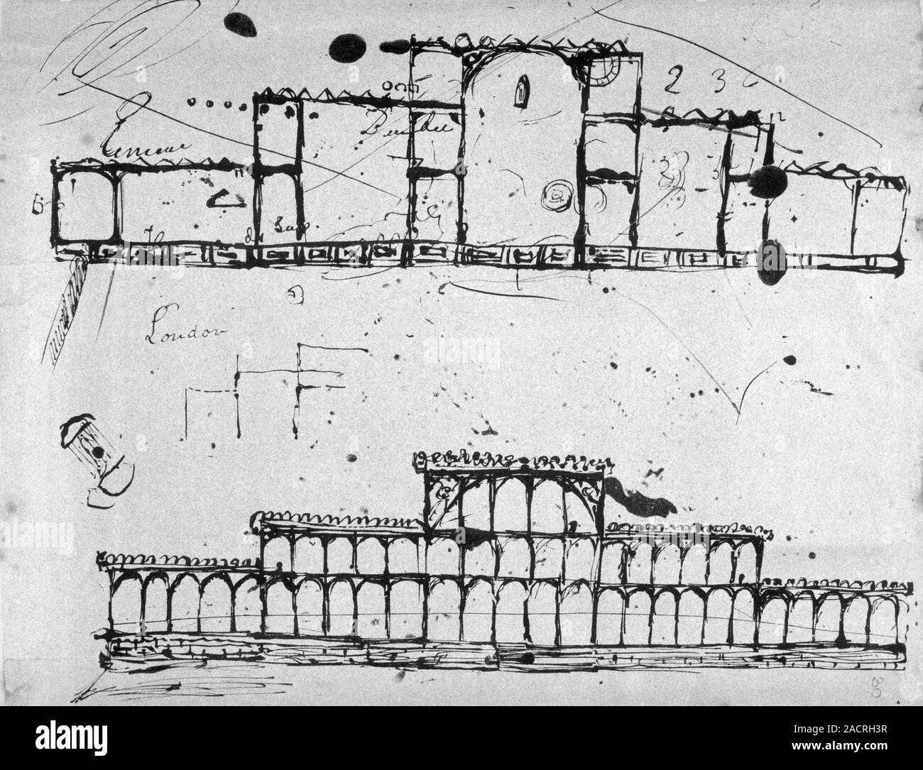 Sketch for the Crystal Palace, (Whole folio) Plan and elevation of the ...