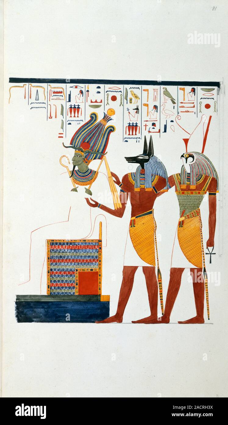 Drawing from an Egyptian tomb, (Whole drawing) Drawing of part of the ...