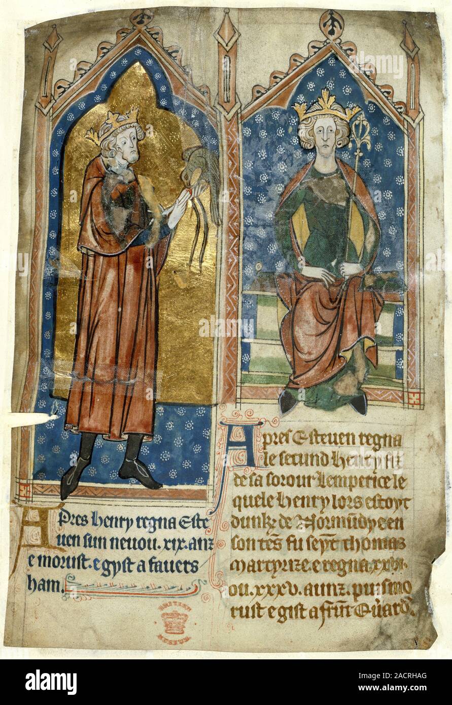 King Stephen and King Henry II, (Whole folio) King Stephen standing ...