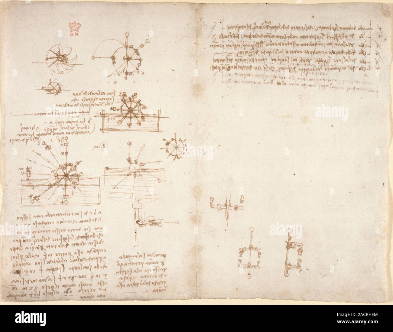 Drawings by Leonardo Da Vinci on on the mechanical powers and forces ...