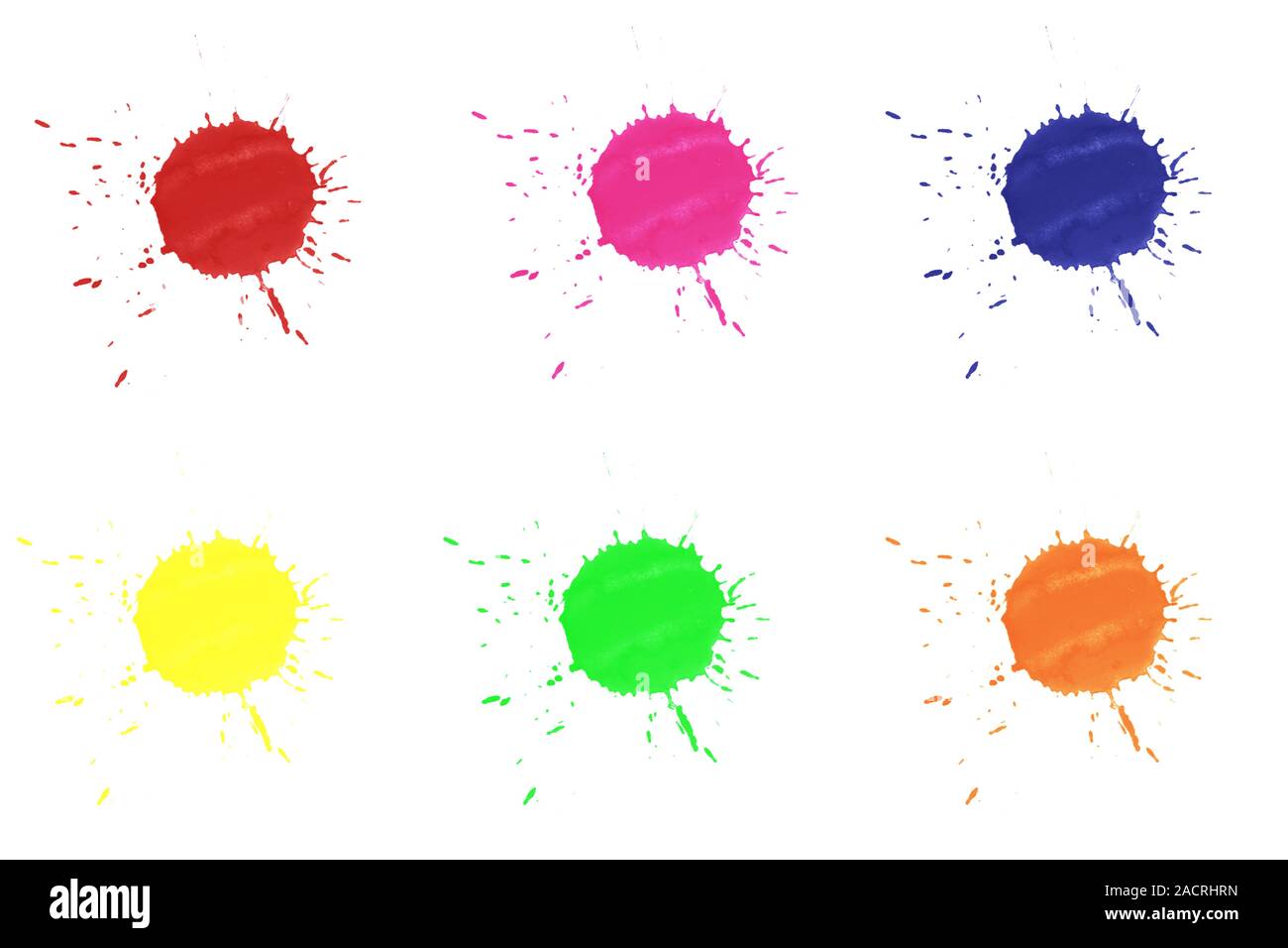 Colourful spots of colour on a white background Stock Photo - Alamy