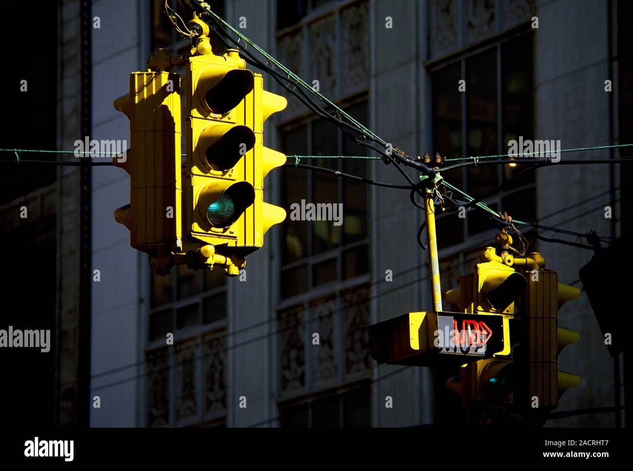 Traffic light. Overhead traffic light at an intersection. Photographed ...