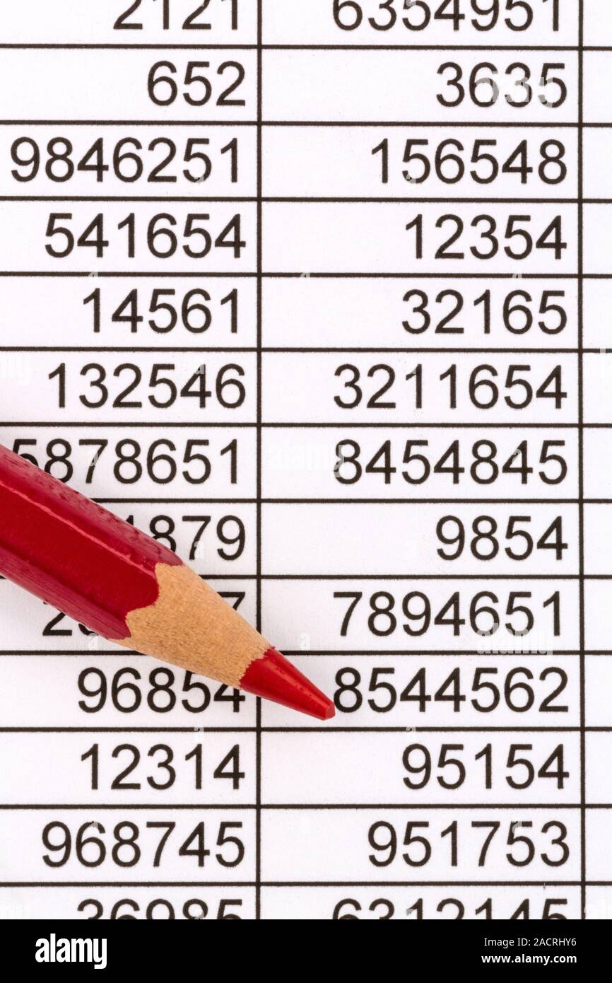 Statistics and Tables Stock Photo - Alamy