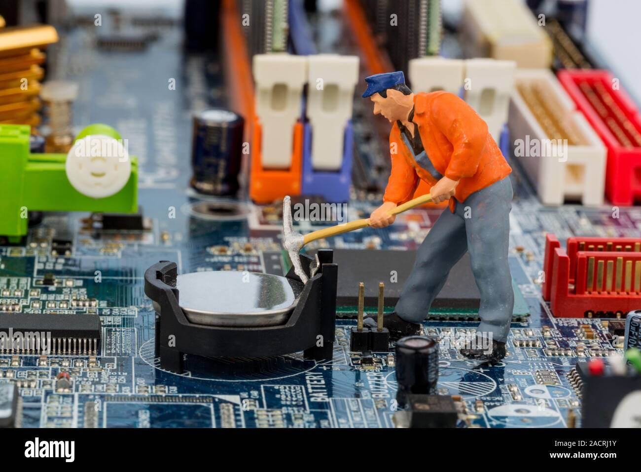 Computer board and construction worker Stock Photo - Alamy