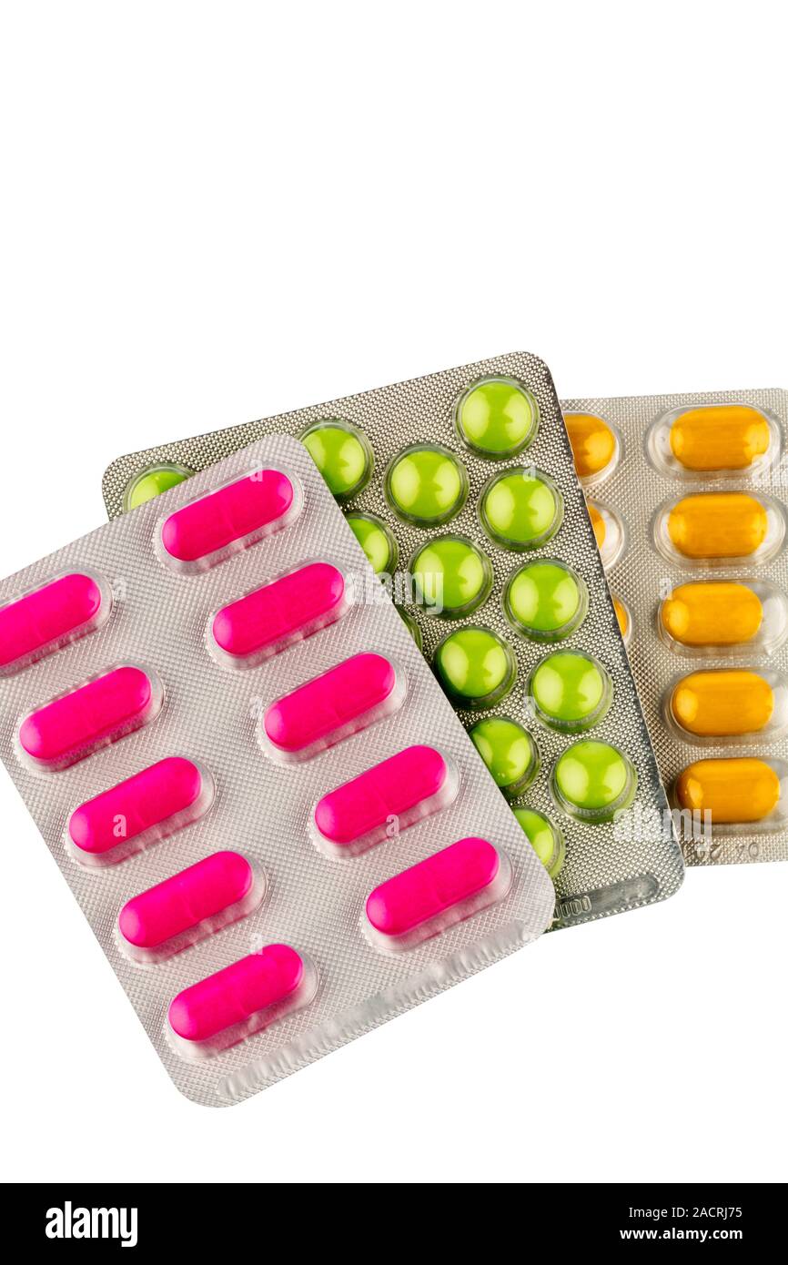 Colourful tablets in blister pack Stock Photo - Alamy