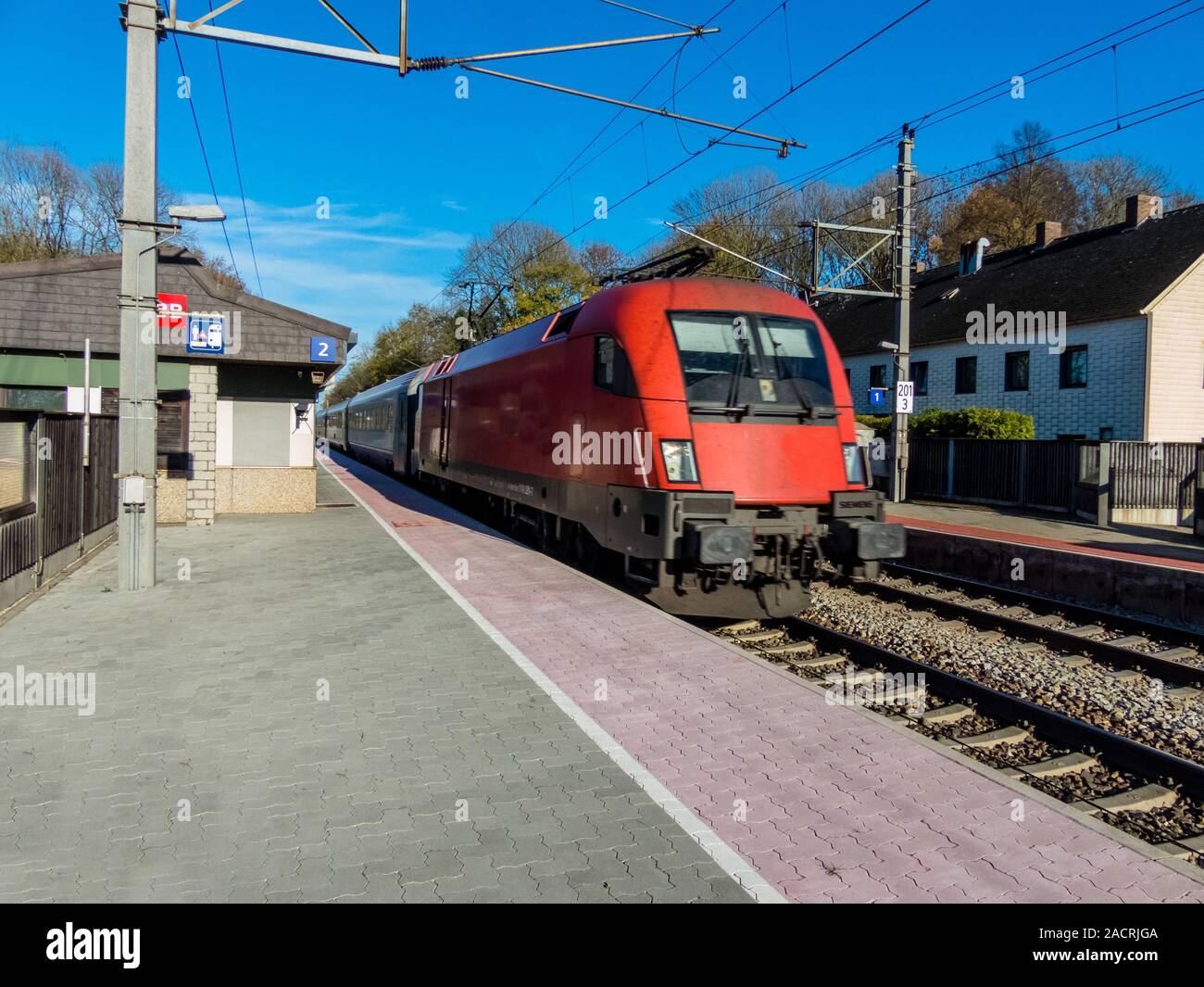 Small train station in Austria Stock Photo - Alamy