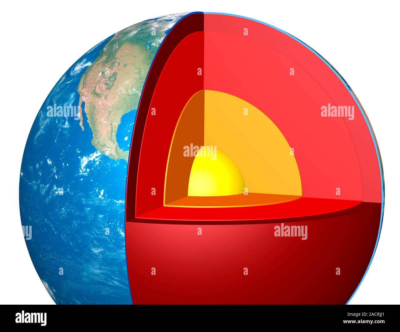 Earth's internal structure. Cutaway artwork showing the different ...