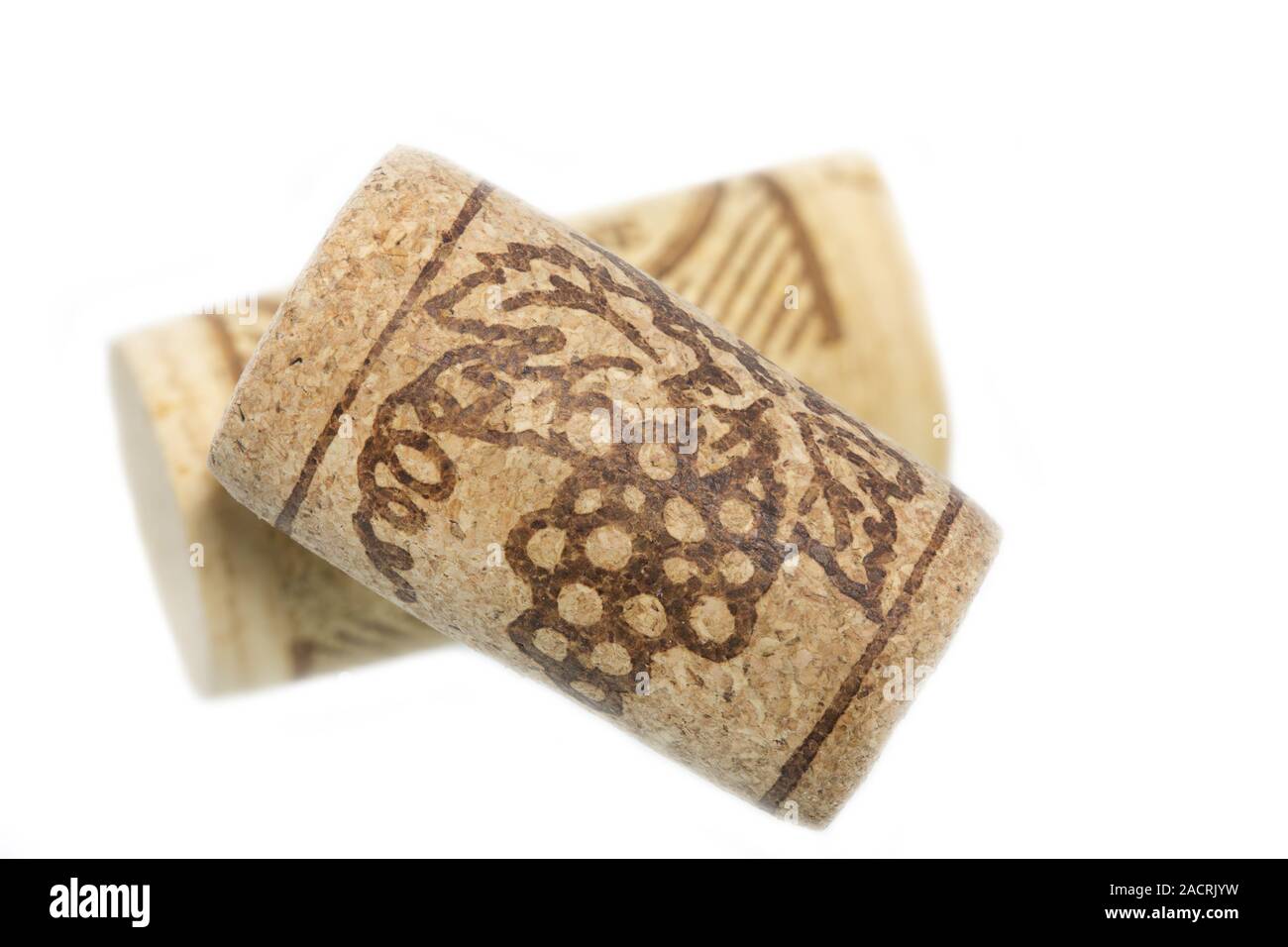 Two bottle corks on white background Stock Photo - Alamy