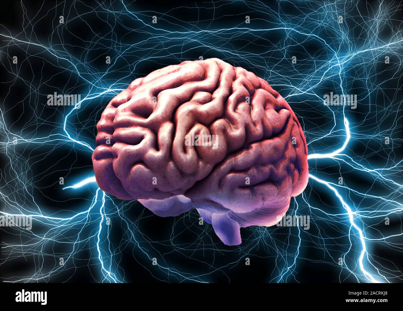 Brain activity, conceptual composite 3D magnetic resonance imaging (MRI ...