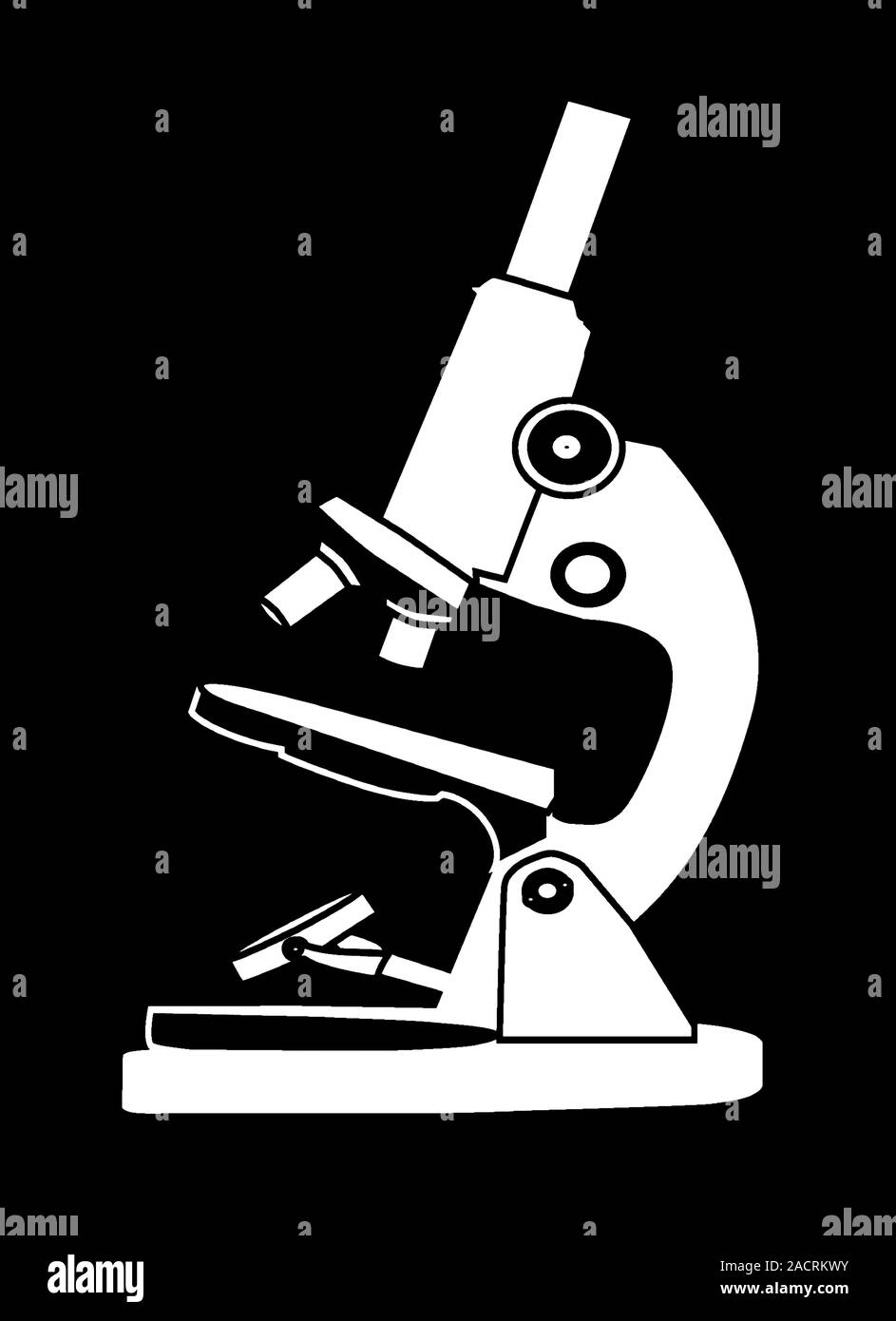 Light microscope. Illustration of a light microscope with three lenses ...