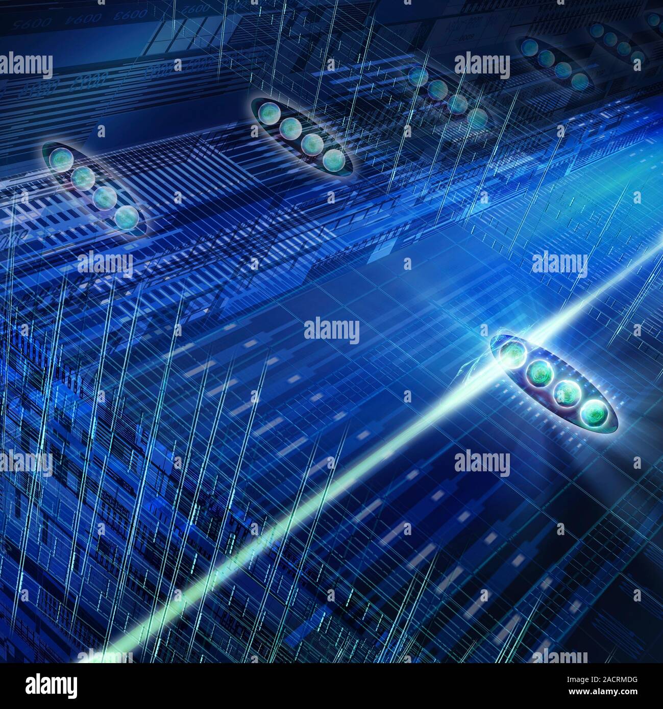 Quantum computer, conceptual computer artwork. Quantum computers, which are under development ...