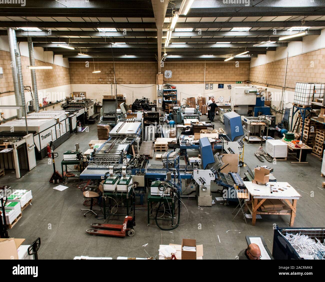 Bookbinding machinery at a printing company. The machines here are used ...