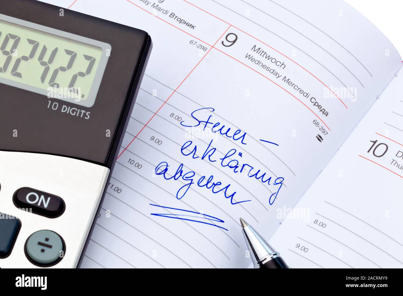 Entry in calendar: Submit tax return Stock Photo - Alamy