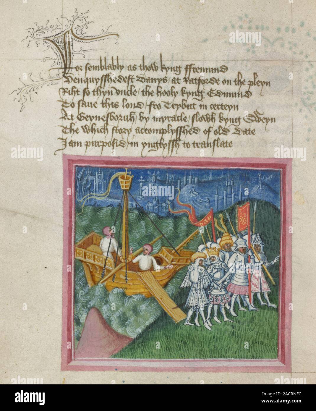 Danes arrive in England, (Miniature) King Sweyn and his Danish forces ...