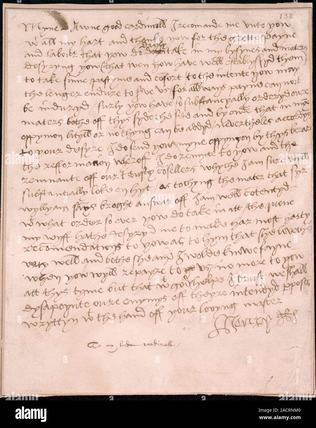 Letter of Henry VIII, Whole folio Undated autograph letter of King ...