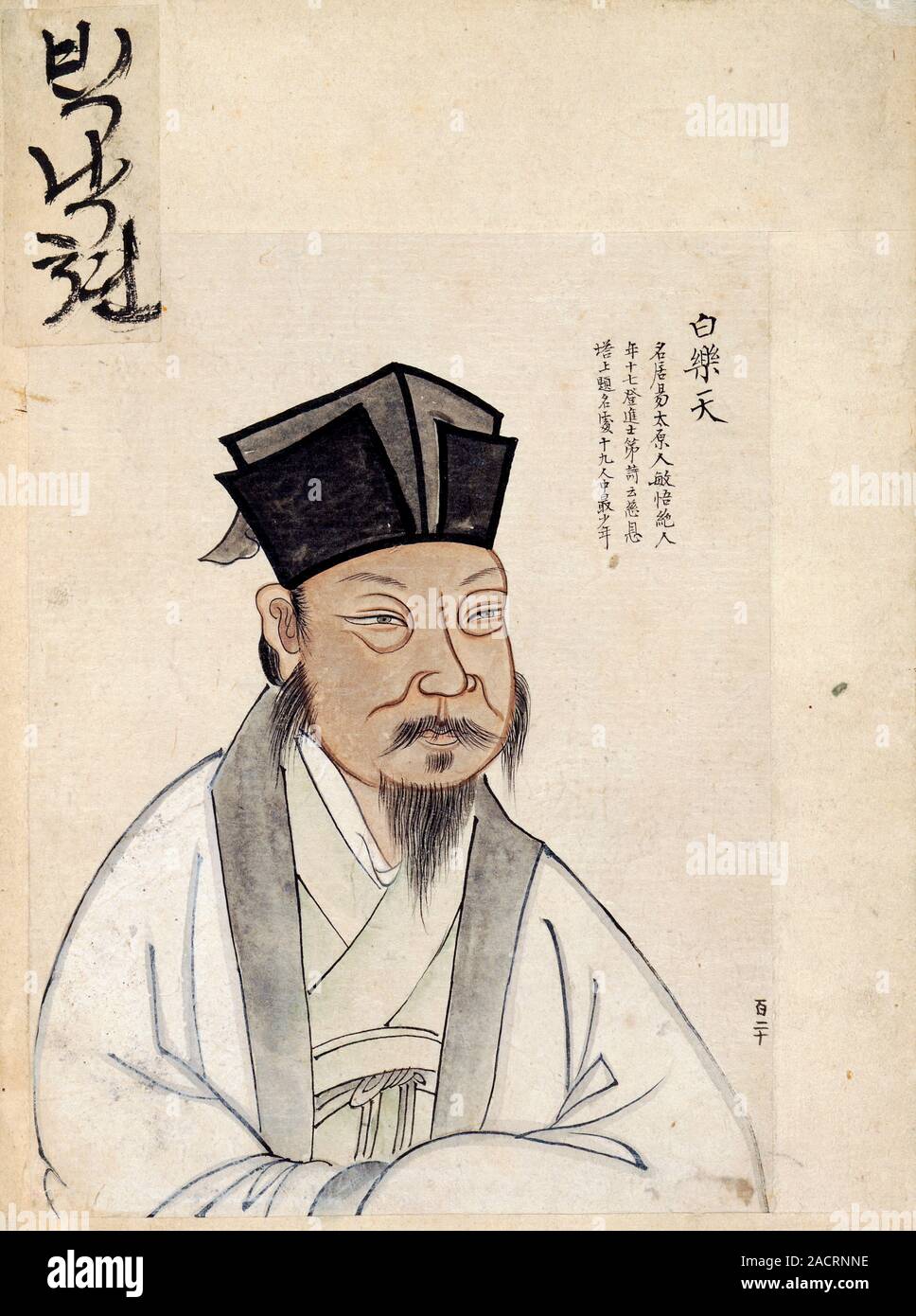 Portrait of Chinese poet Bo Juyi, also known as Bai Juyi and Po Chu-i ...
