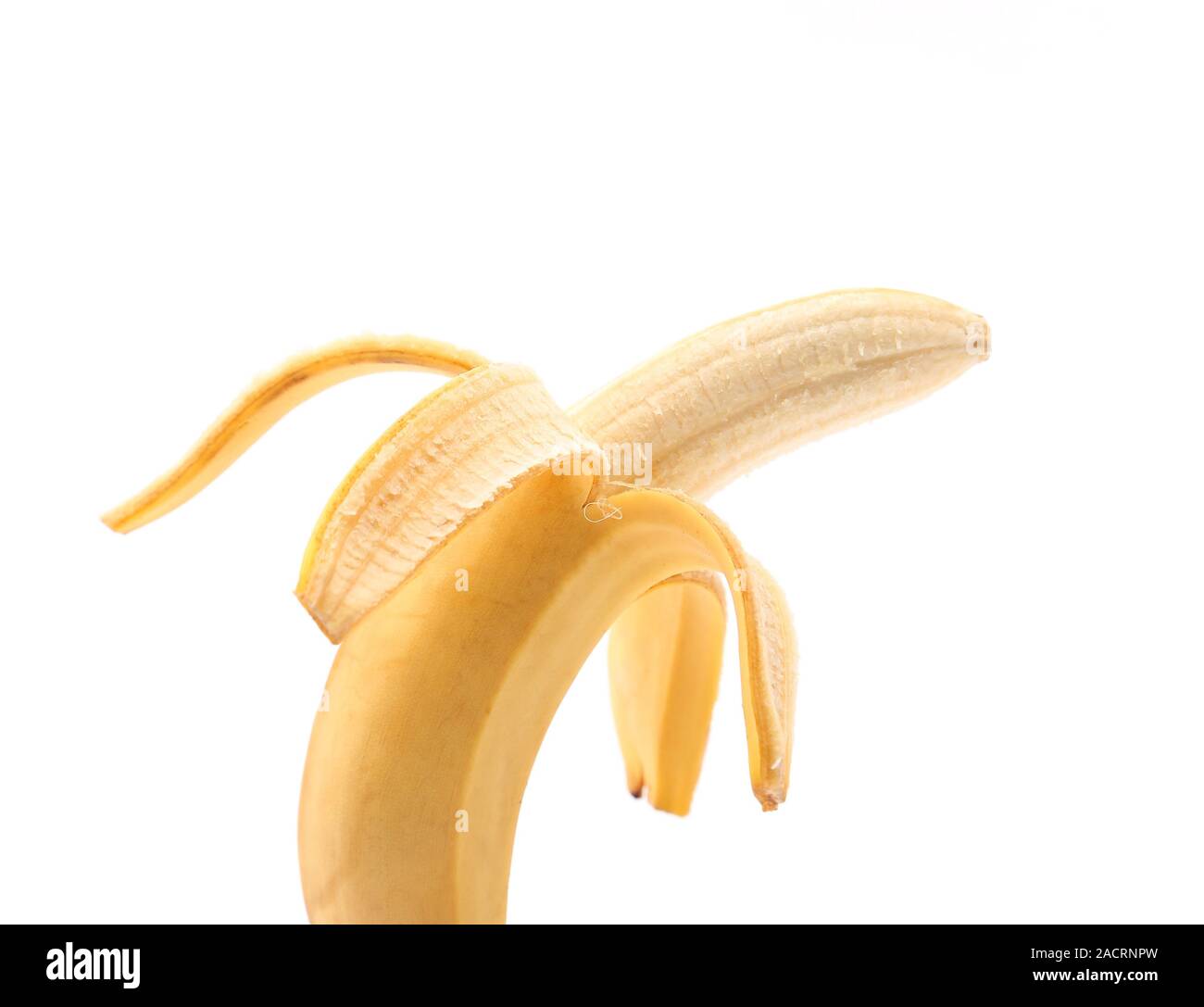 Open banana isolated on white background Stock Photo - Alamy