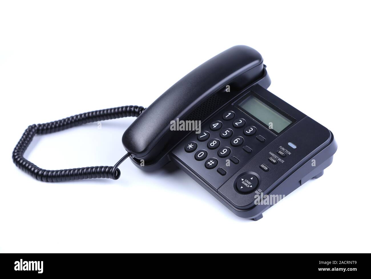 One landline phone on white background Stock Photo - Alamy