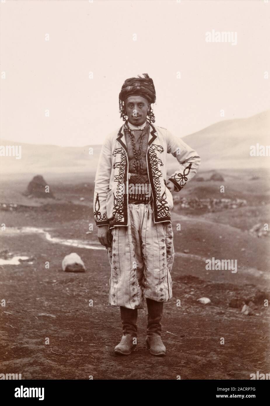 Kurdish man, Portrait of a Kurdish man in gala dress at the village of ...