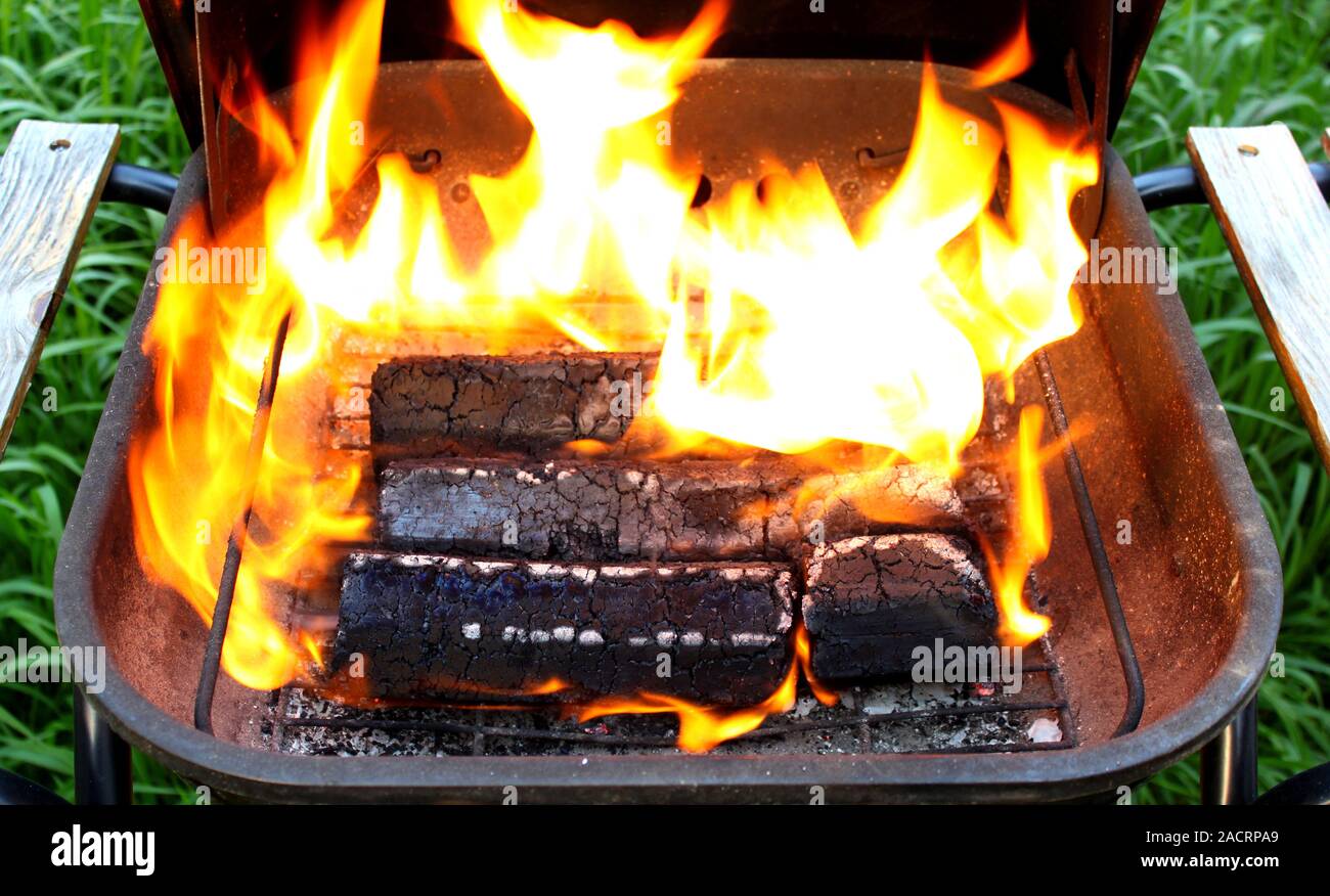 wooden briquettes for BBQ Stock Photo - Alamy
