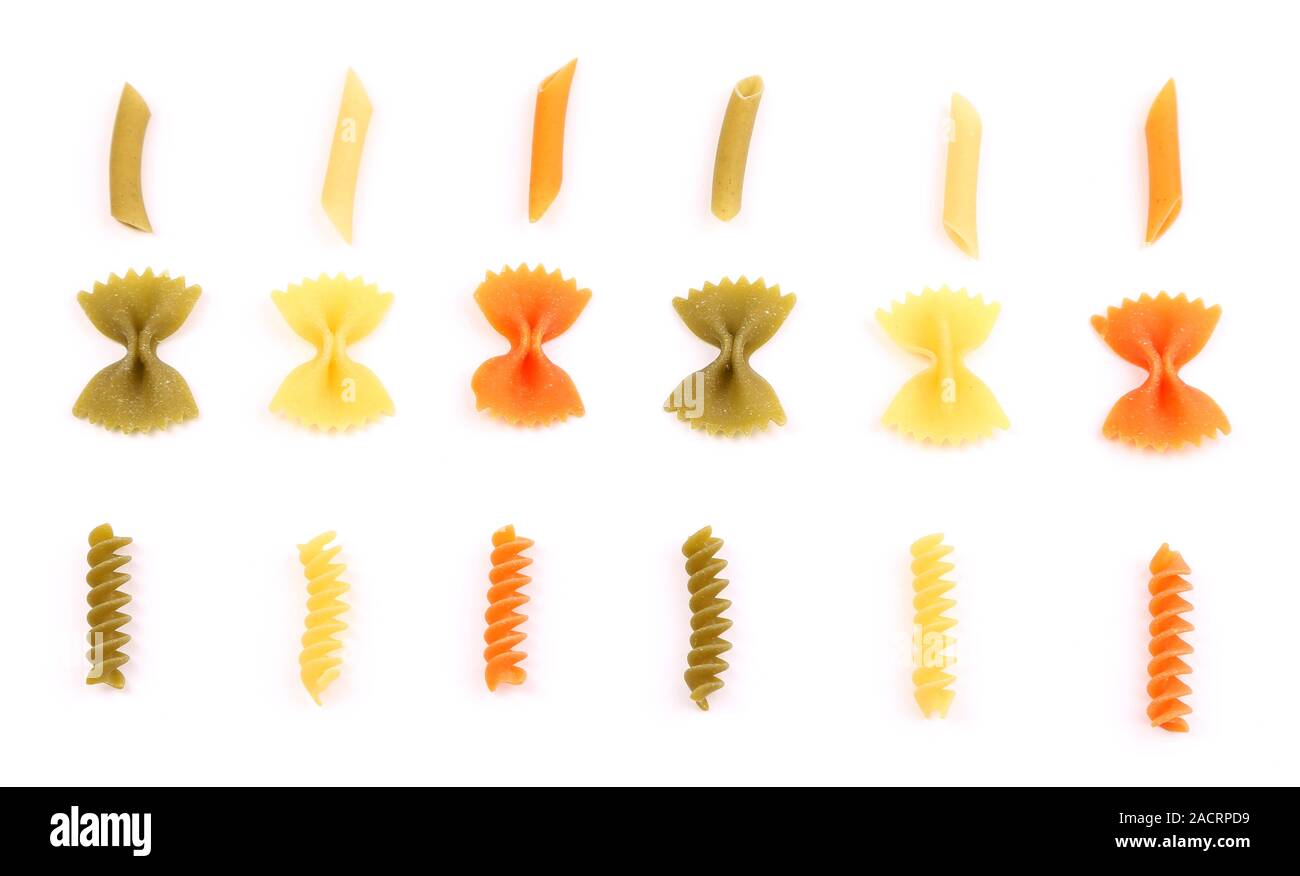 composition of different pasta in three colors Stock Photo - Alamy