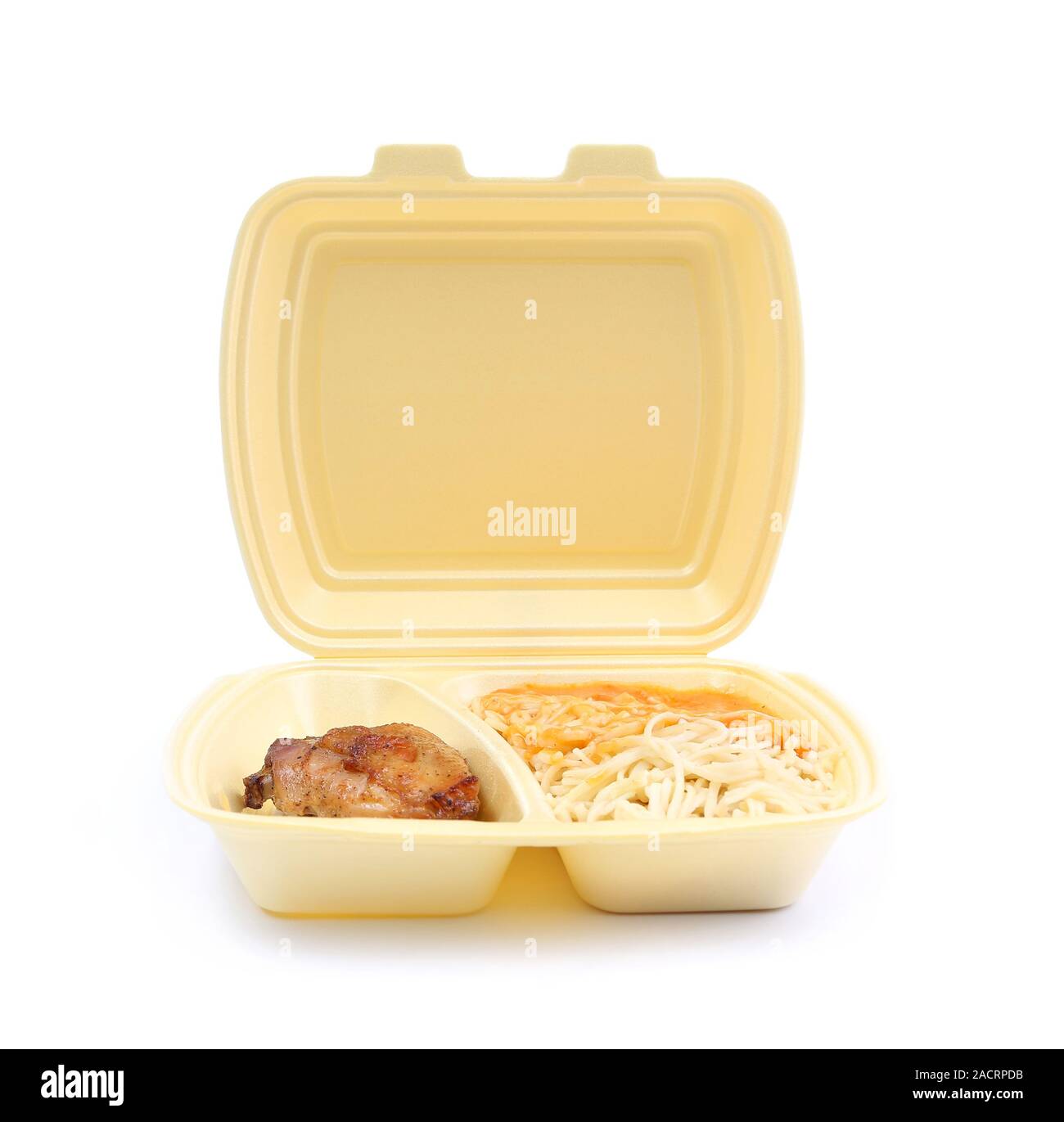 Chicken with pasta in food container Stock Photo - Alamy